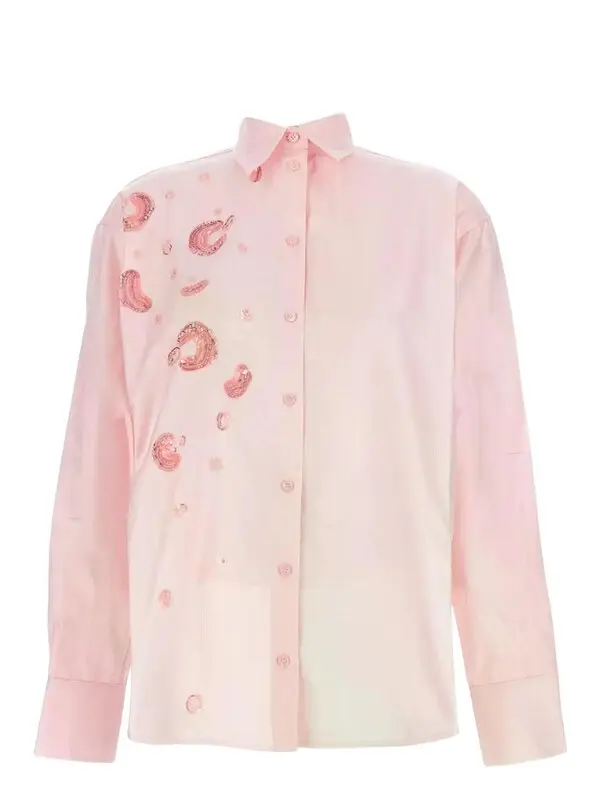 DES_PHEMMES Crystal-embellished Button-front Shirt - Pink