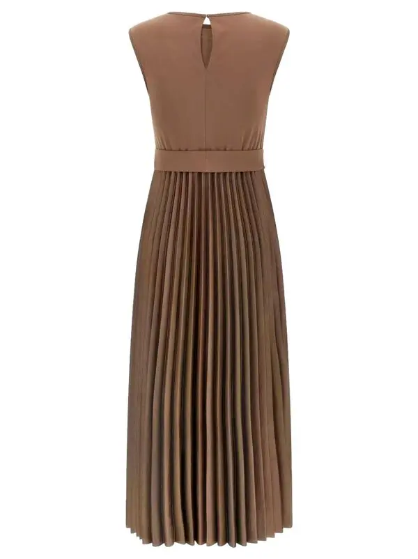 Max Mara Samuele Pleated Belted Midi Dress - Brown