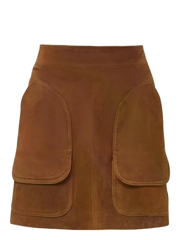 Veronica Beard Norwood Suede Mini Skirt - Brown