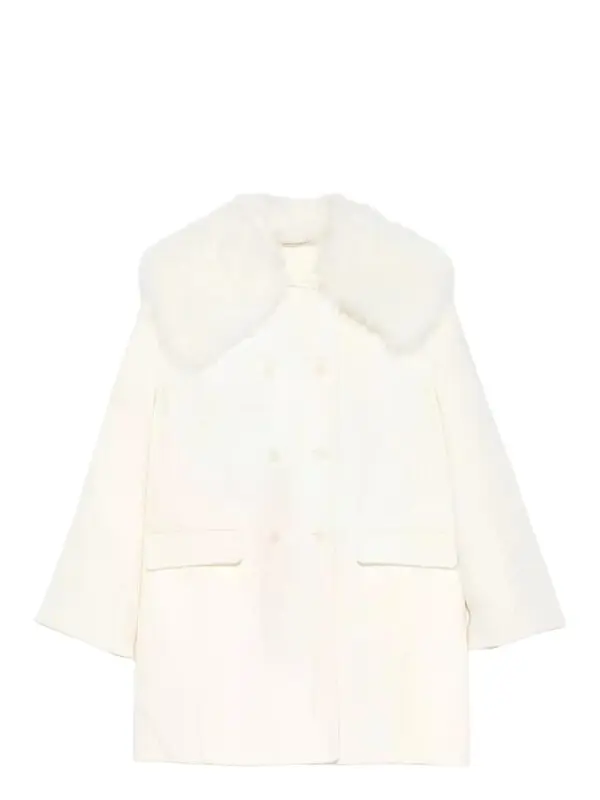 Ermanno Scervino Shearling-trim Double-breasted Coat - Neutrals