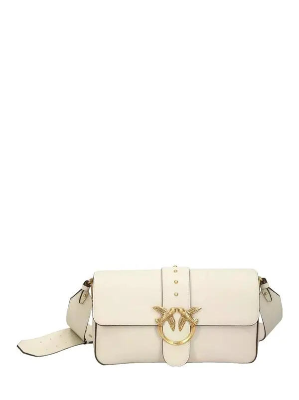 Pinko Love Studded Leather Shoulder Bag - Neutrals