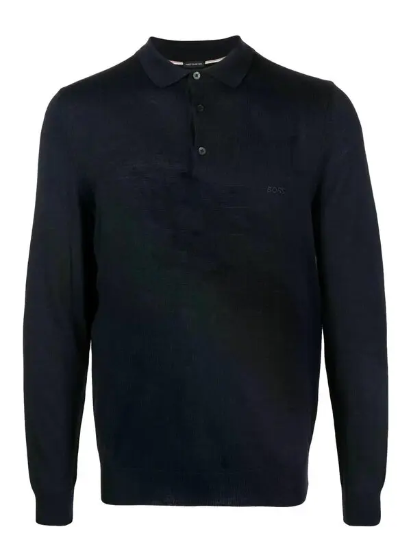 BOSS Virgin Wool Polo Shirt - Blue