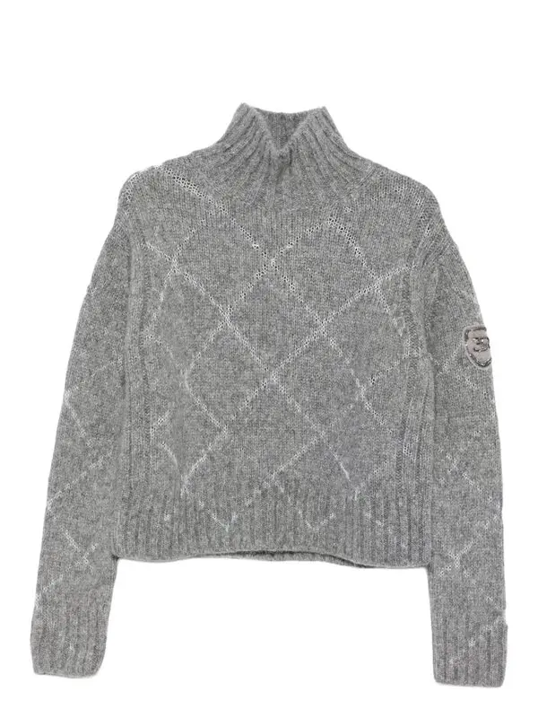 Ermanno Scervino High-neck Diamond-pattern Alpaca-blend Sweater - Grey