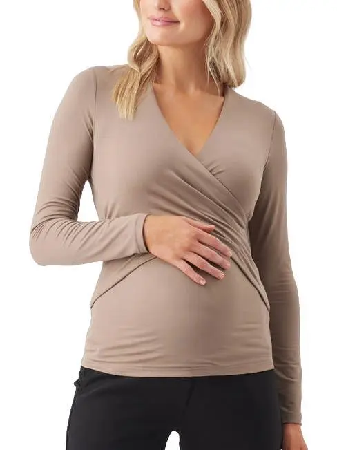 RIPE MATERNITY Luxe Knit Embrace Nursing Top - Mocha