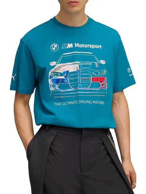 PUMA X Bmw M Motorsport Cotton Graphic T-shirt - Tropical Blue