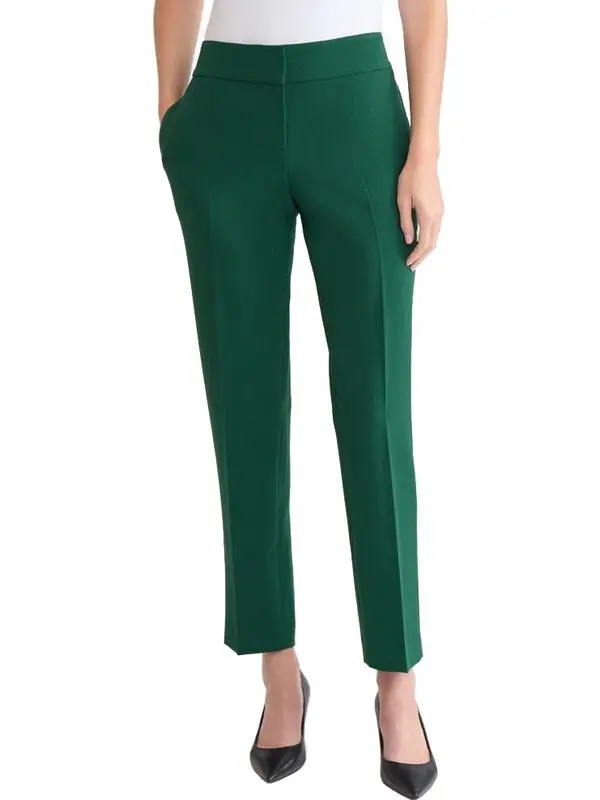 KASPER Classic Fit Slim Leg Trousers - Evergreen