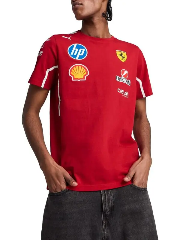 PUMA Scuderia Ferrari Team Cotton Graphic T-shirt - Dark Cherry
