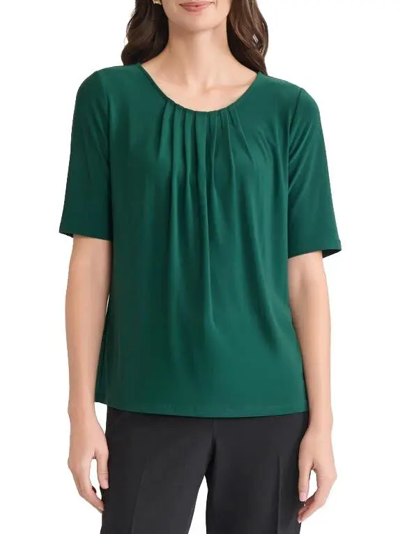 KASPER Box Pleat Top - Evergreen