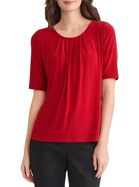 KASPER Box Pleat Top - Fire Red