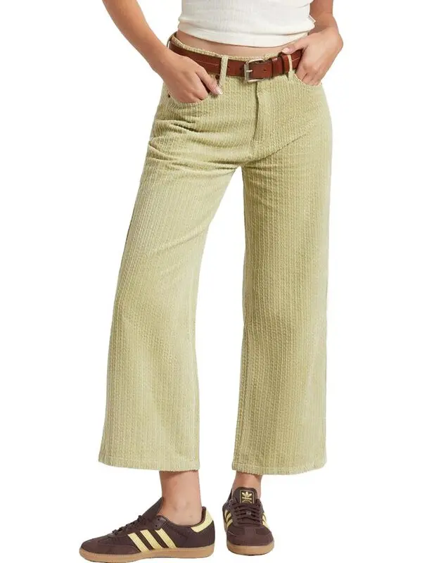 Brixton Margo Textured Cotton Crop Straight Leg Pants - Elm