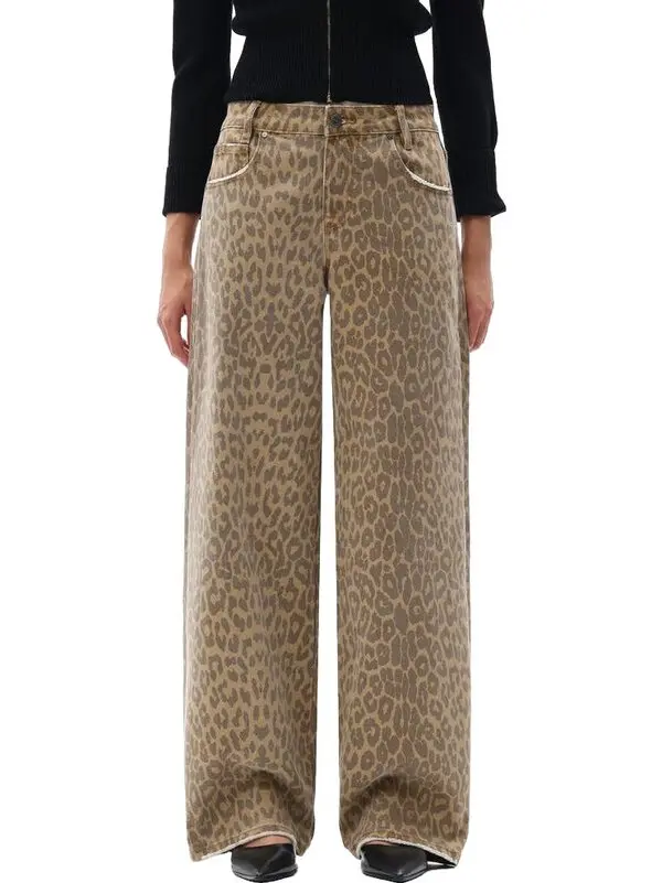 BAYEAS High-waist Wide-leg Jeans - Leopard