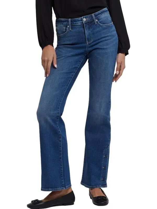NYDJ Ava Flare Leg Jeans With Side Placket Hem - Lake Notre-dame