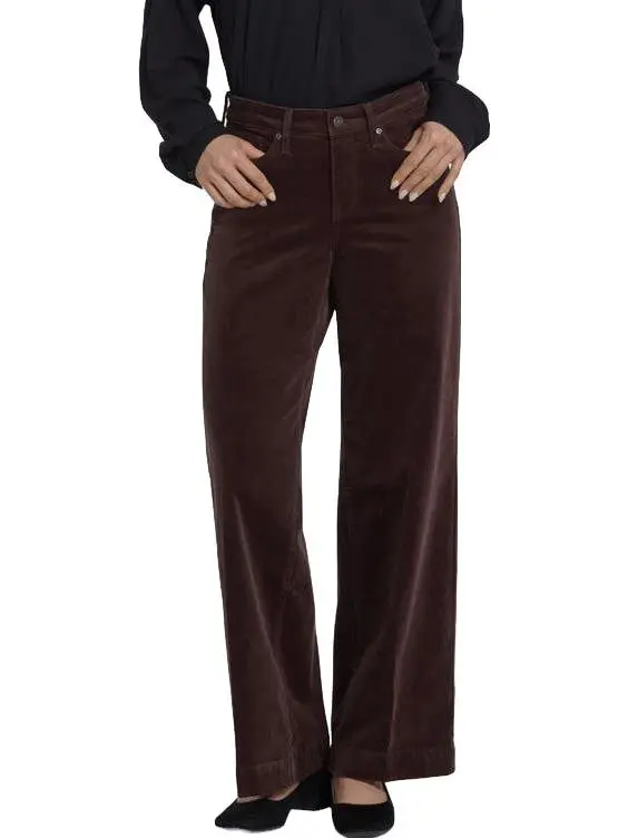 NYDJ Teresa Wide Leg Corduroy Pants - Bitter Chocolate