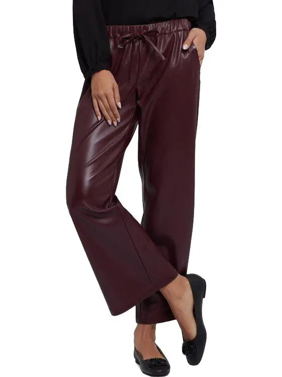 NYDJ Wide Leg Faux Leather Trousers - Tavern
