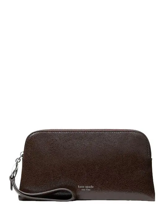 Kate Spade New York Halo Glazed Leather Wristlet - Hot Fudge