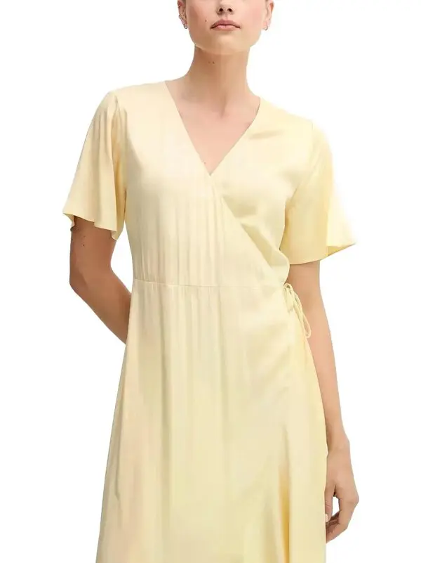 Gant Ruffled-sleeve Asymmetrical Wrap Dress - Yellow