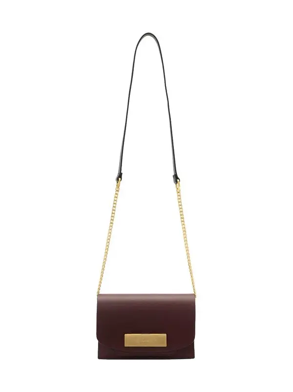 ALLSAINTS Etta Leather Clutch - Dark Red