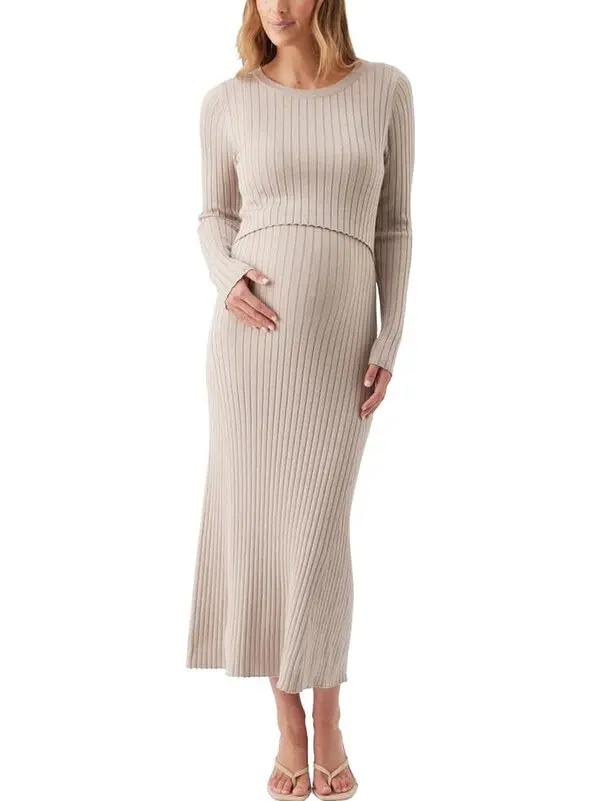 RIPE MATERNITY Eden Knit Nursing Dress - Stone