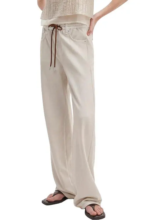 Rag & Bone Rb Miramar Pull-on Wide Leg Cotton Terry Sweatpant Jeans - Ecru