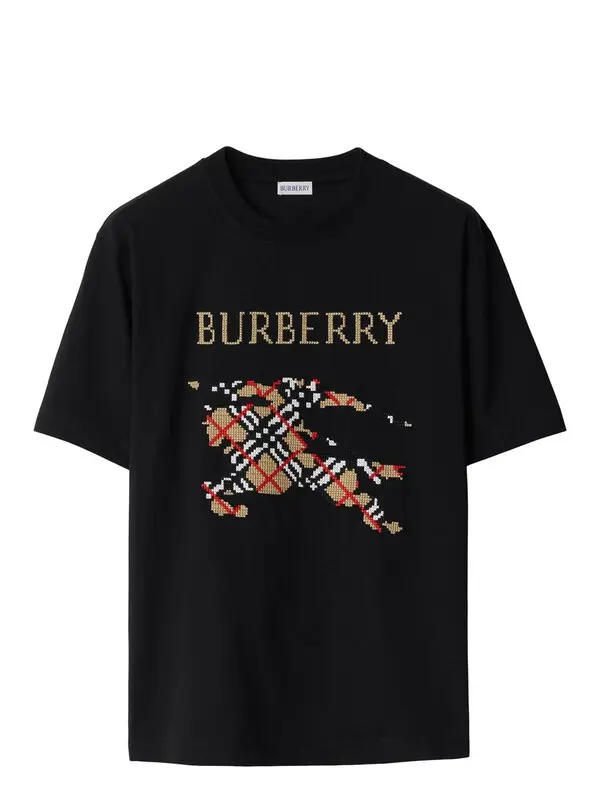 Burberry Check Ekd-print T-shirt - Black