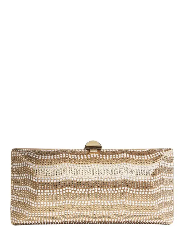 Rodo Embellished Silk Satin Clutch - Gold