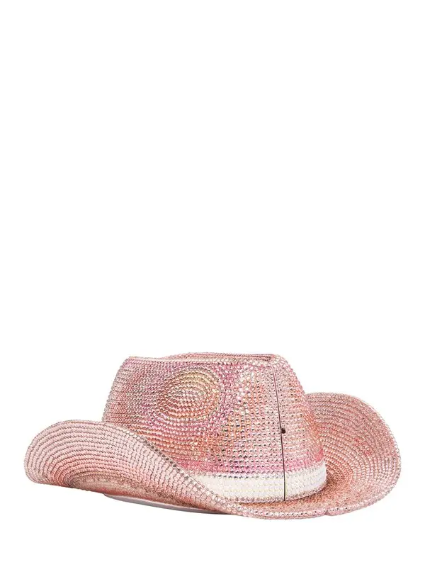 Judith Leiber Crystal Cowboy Hat Dakota Clutch - Pink