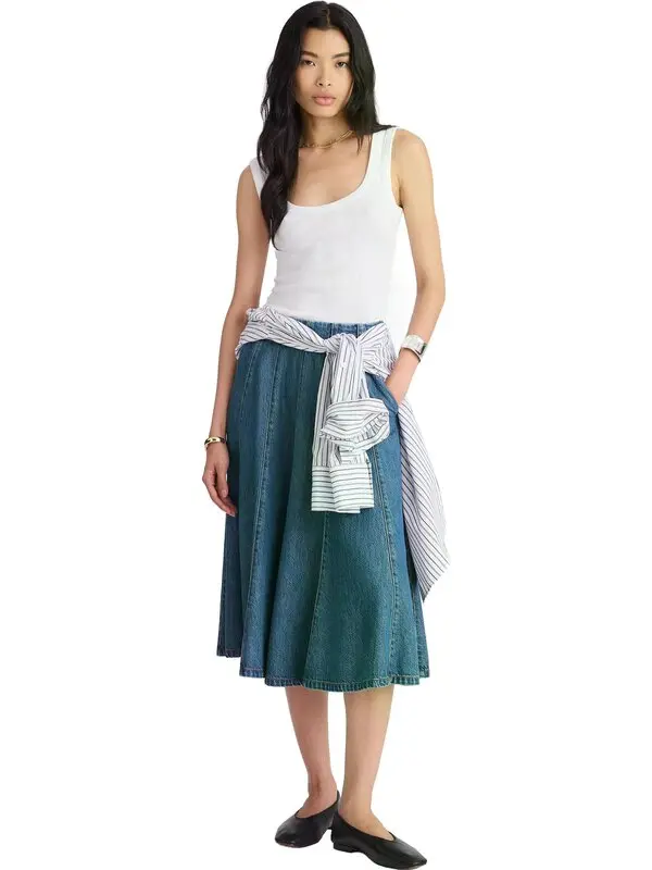 Madewell Flared Denim Midi Skirt - Mosby Wash