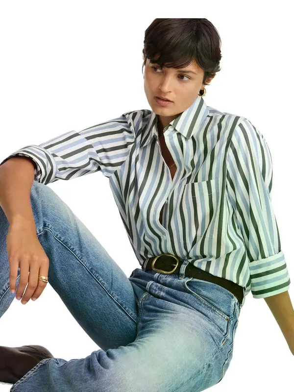 Madewell Easy Y-neck Button-up Shirt - Botanical Green