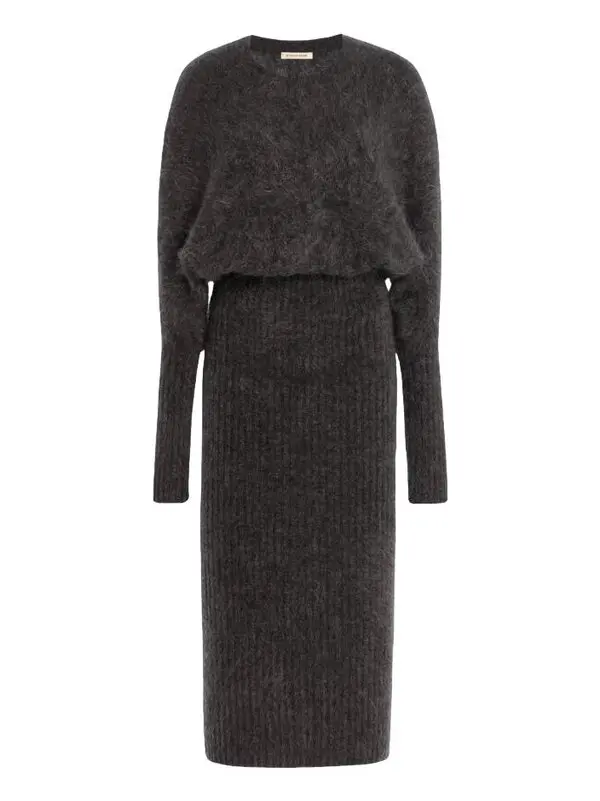 BY MALENE BIRGER Gislaine Hairy Knit Sweater Dress - Dark Grey