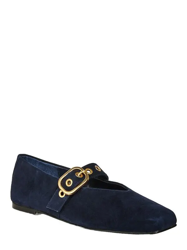 Aqua Stella Flats - Navy Suede
