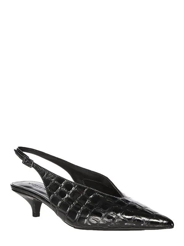 Aqua Gabby Pointed Toe Slingback Pumps - Black Croc