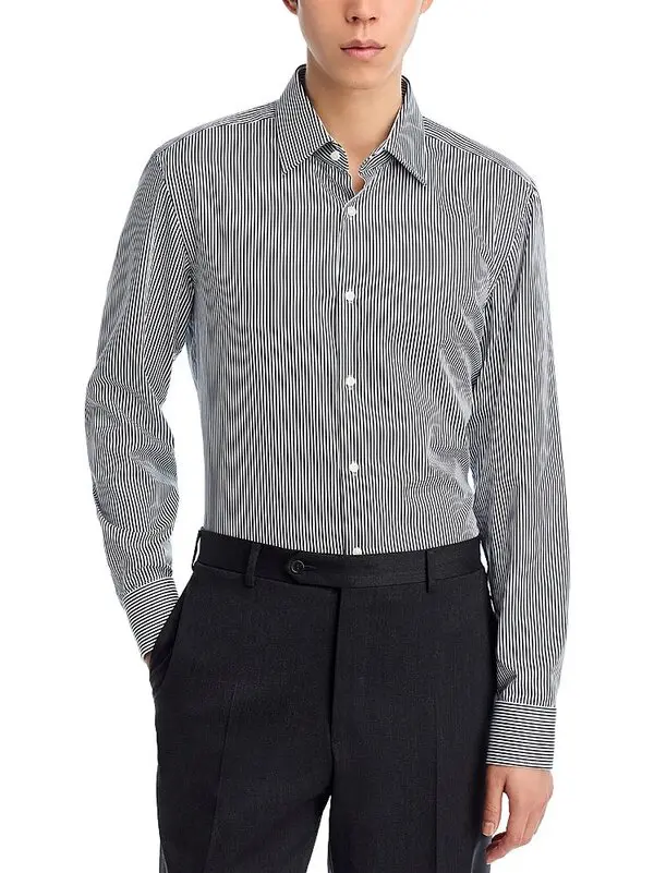 BOSS Hank Slim Fit Button-front Shirt - Dark Blue
