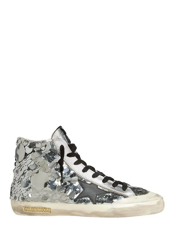 GOLDEN GOOSE Ball Star Double Embellished High-top Sneakers - Silver/gray