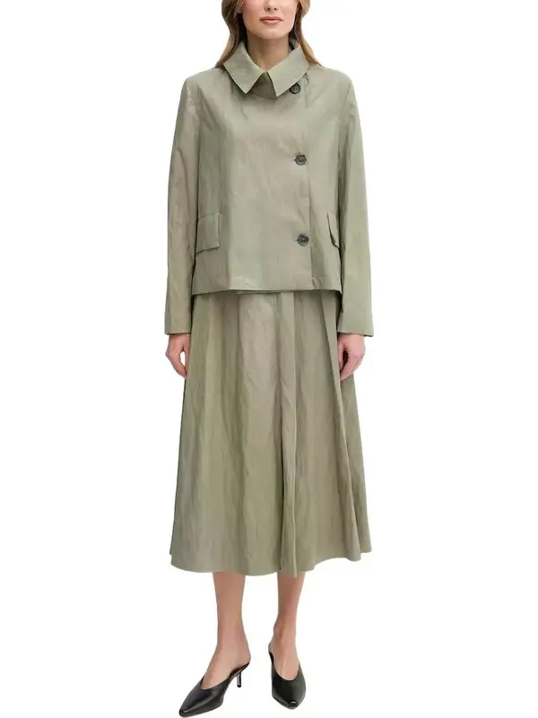 SANDRO FERRONE Asymmetrical-fastening Point Lapel Coat - Green