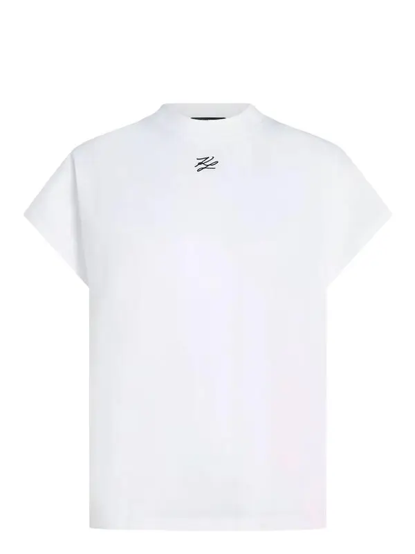 Karl Lagerfeld Autograph-embroidered Short-sleeve T-shirt - White