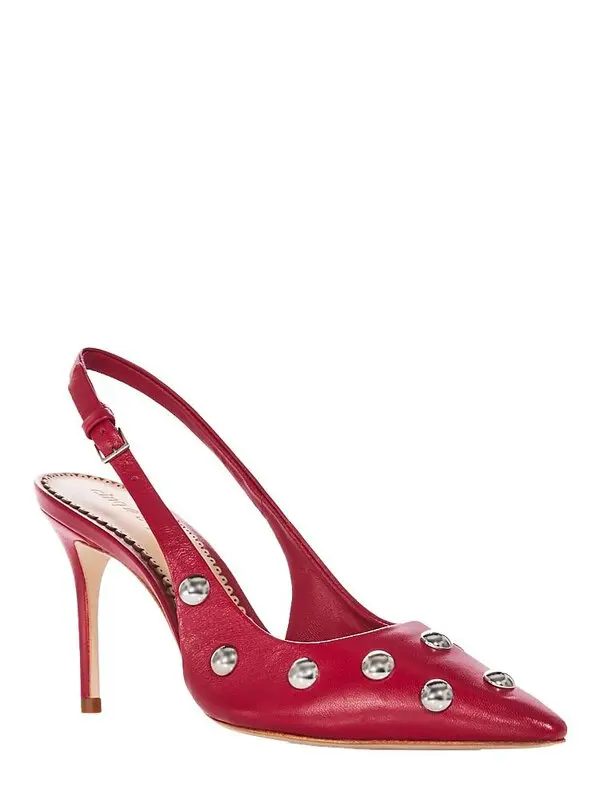 Cinq À Sept Rhonda Embellished Leather Pumps - Cherry Rose