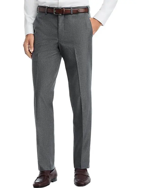 Bloomingdale'S Flannel Flat Front Trousers Exclusive - Grey