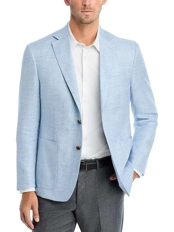 Bloomingdale'S Classic Fit Hopsack Soft Jacket - Light Blue
