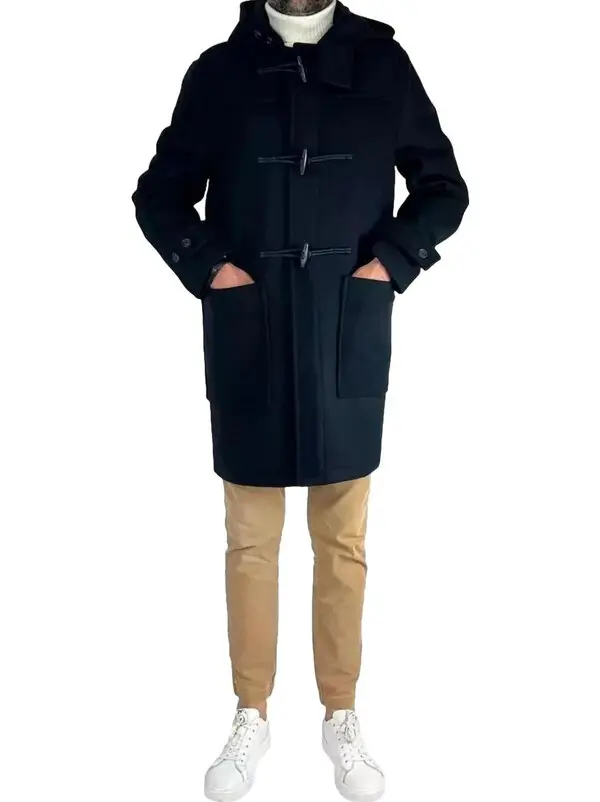 MANUEL RITZ Hooded Toggle Coat - Blue