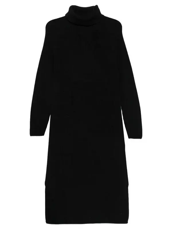 Marc O'polo Turtleneck Ribbed-knit Midi Dress - Black