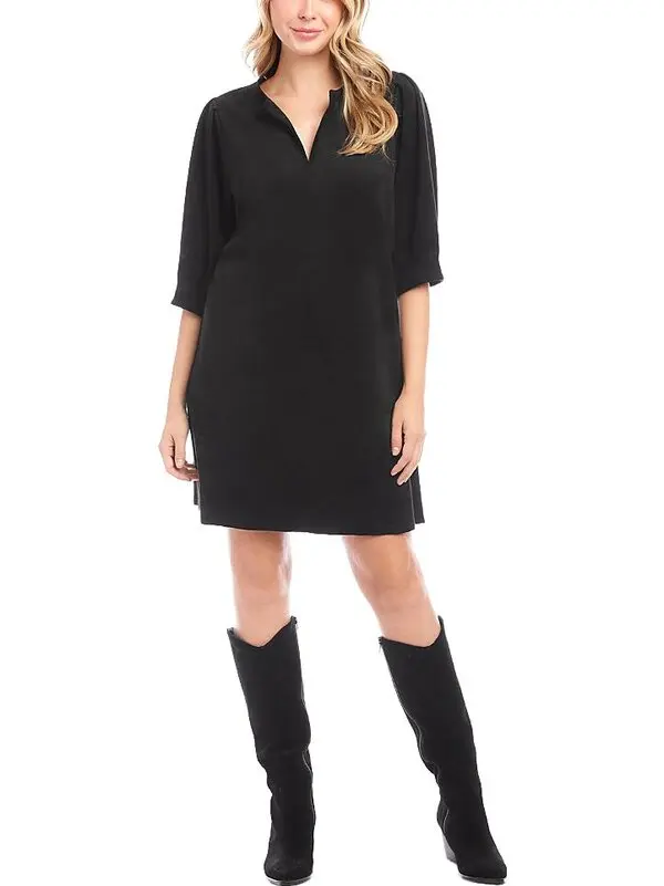 Karen Kane Faux Suede Shift Dress - Black