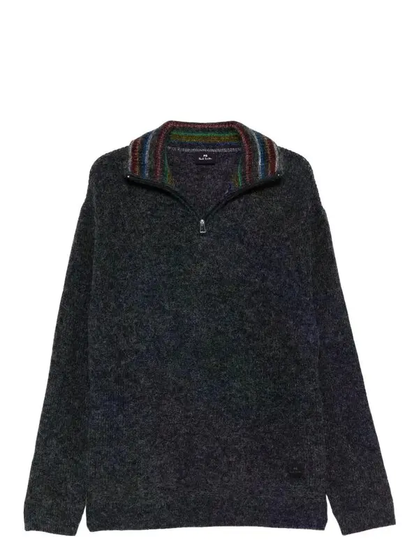 Paul Smith Half-zip Striped-collar Sweater - Grey