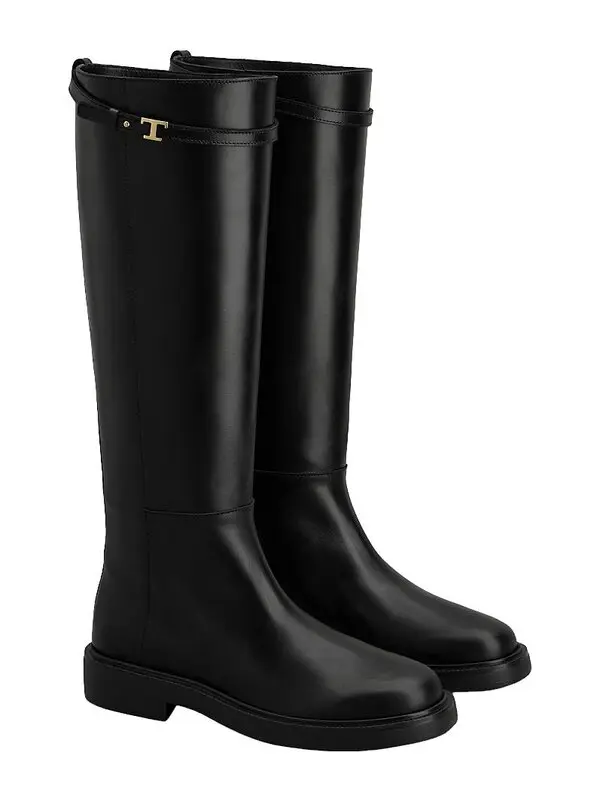TOD'S Leather Riding Boots - Black