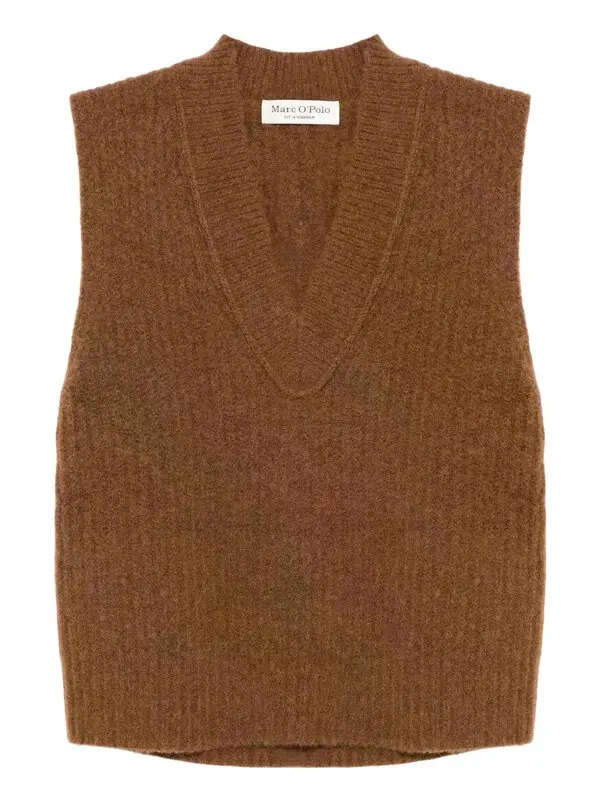 Marc O'polo V-neck Wool-blend Vest - Brown