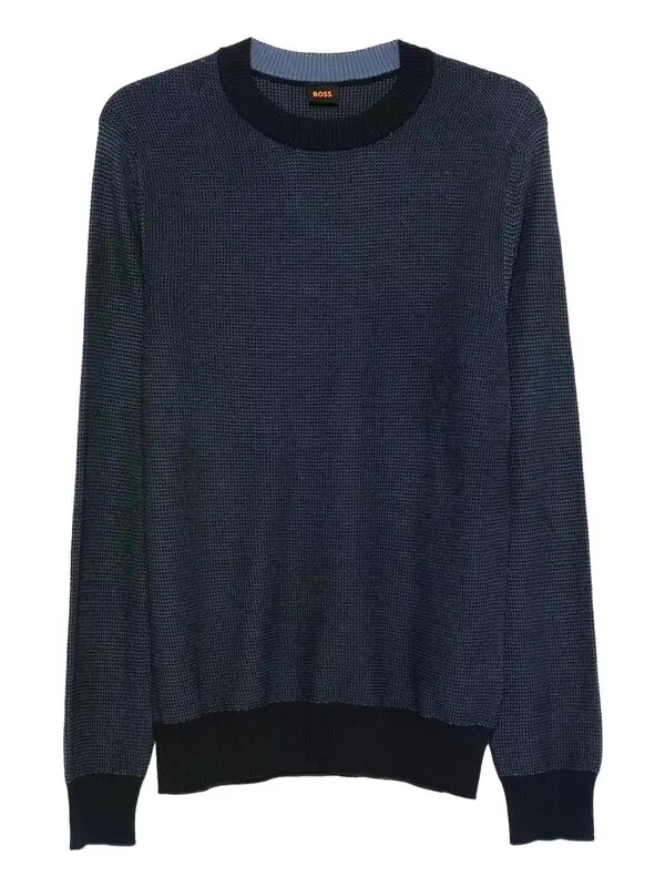 BOSS Crew-neck Long Sleeve Sweater - Blue