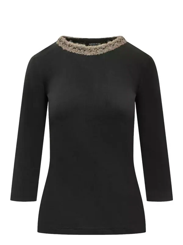 Fabiana Filippi Embellished Neckline Top - Black