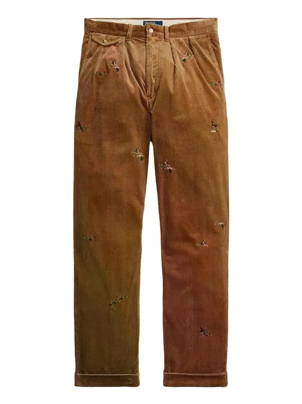 Polo Ralph Lauren Duck-embroidered Corduroy Trousers - Brown