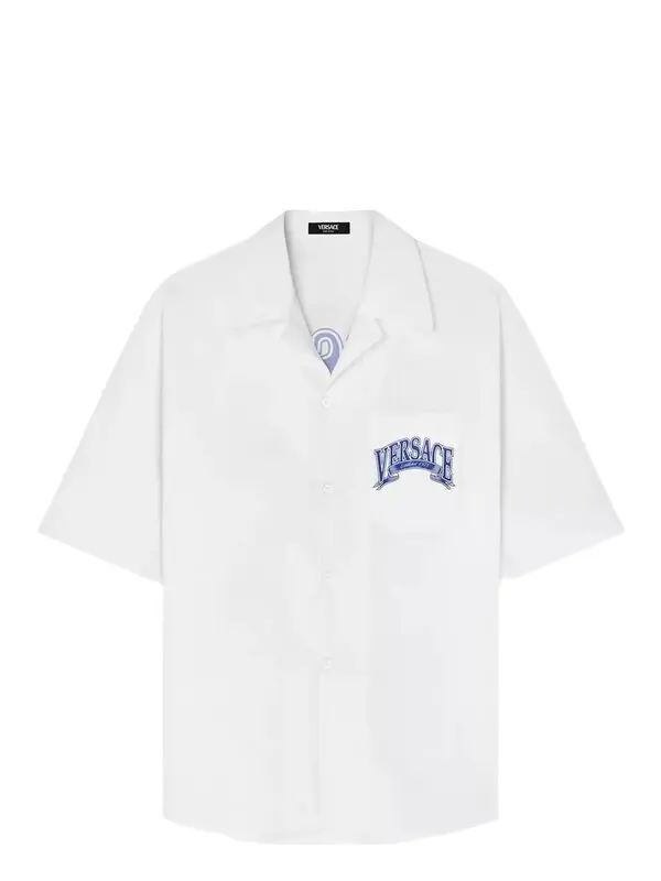 Versace Logo-embellished Cotton Shirt - White