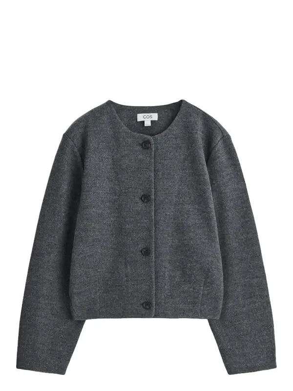 Cos Boiled Merino Wool Cardigan - Dark Grey