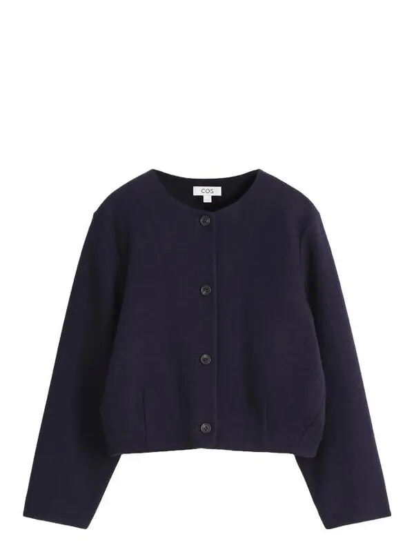 Cos Boiled Merino Wool Cardigan - Navy
